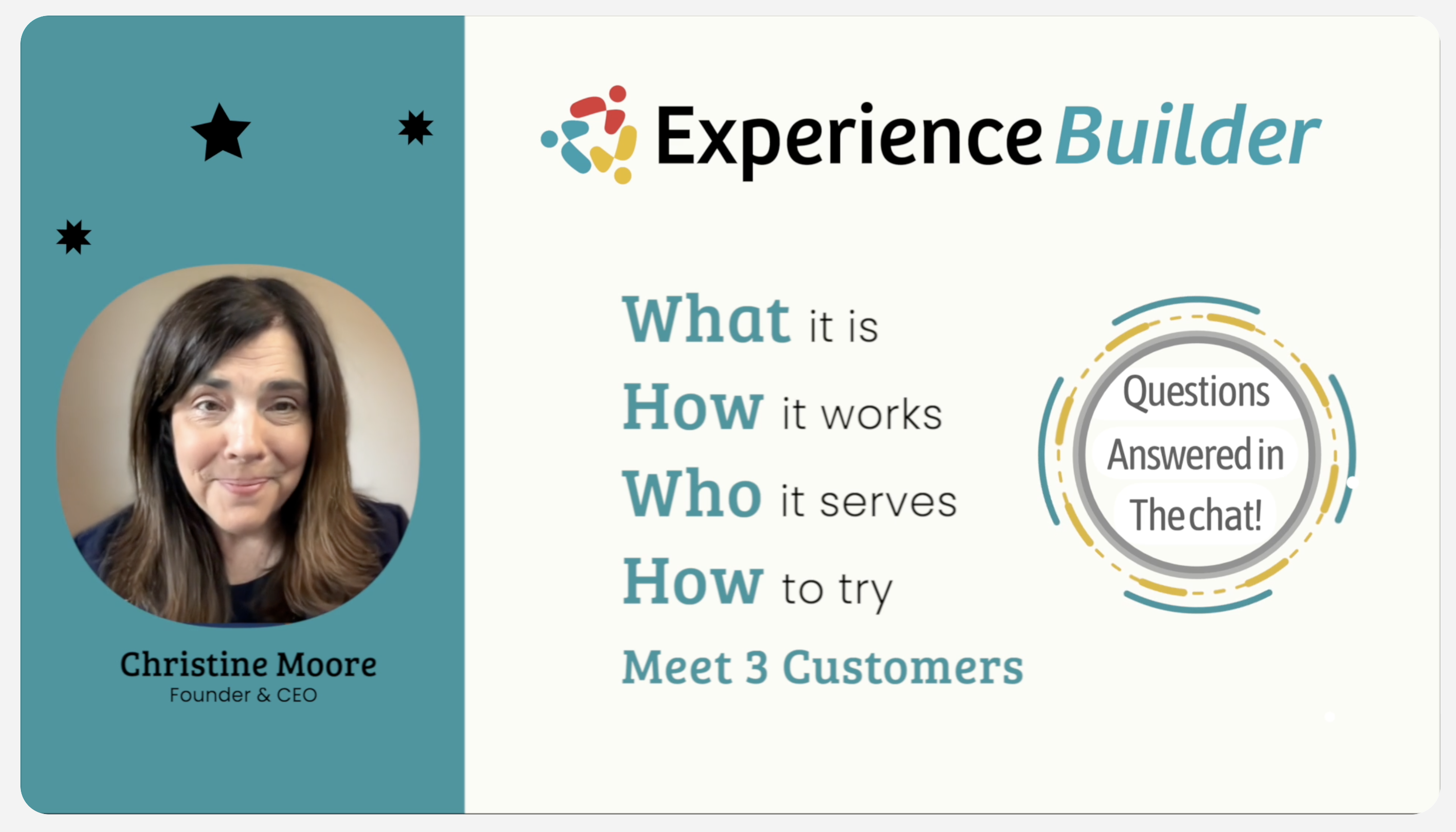 ExperienceBuilder® Why, What, How, and Who | Webinar Registration